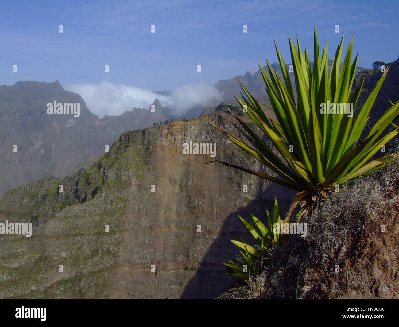 Rugged volcanic ridges and mountains in the center of the island of ...