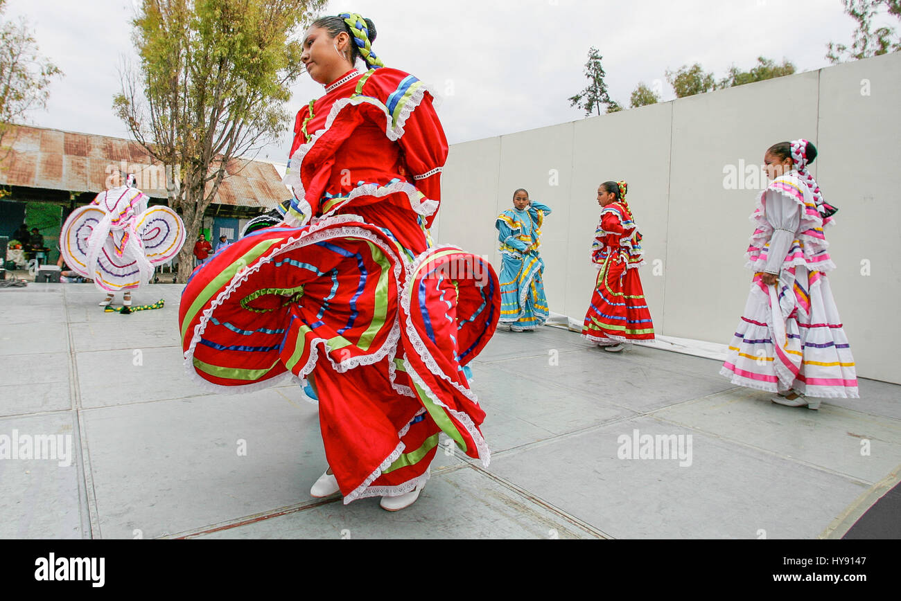 The women of these most typical group dance in Mexico "Jarabe Tapatio" performed in Mineral de ...