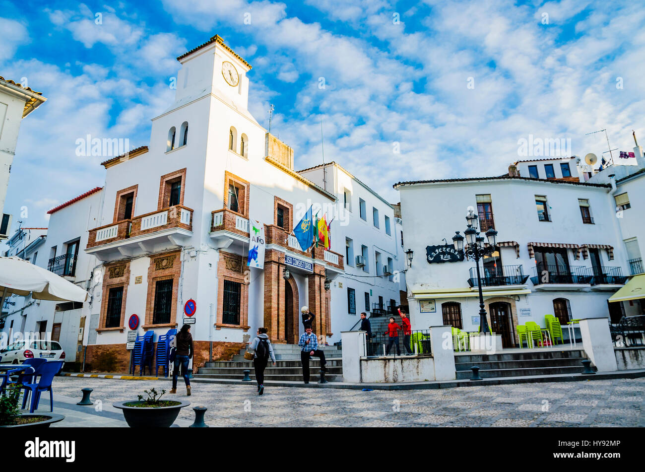 Town Hall Square. Aroche, Huelva, Andalusia, Spain, Europe Stock Photo ...
