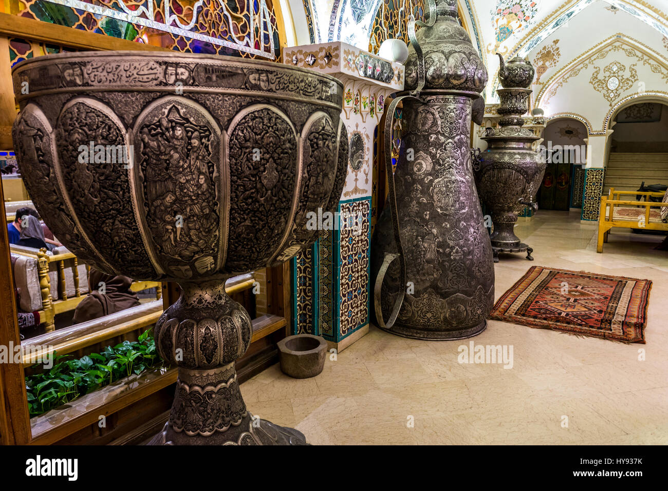 Decorations in Bastani traditional restaurant on Bazaar of Isfahan next ...