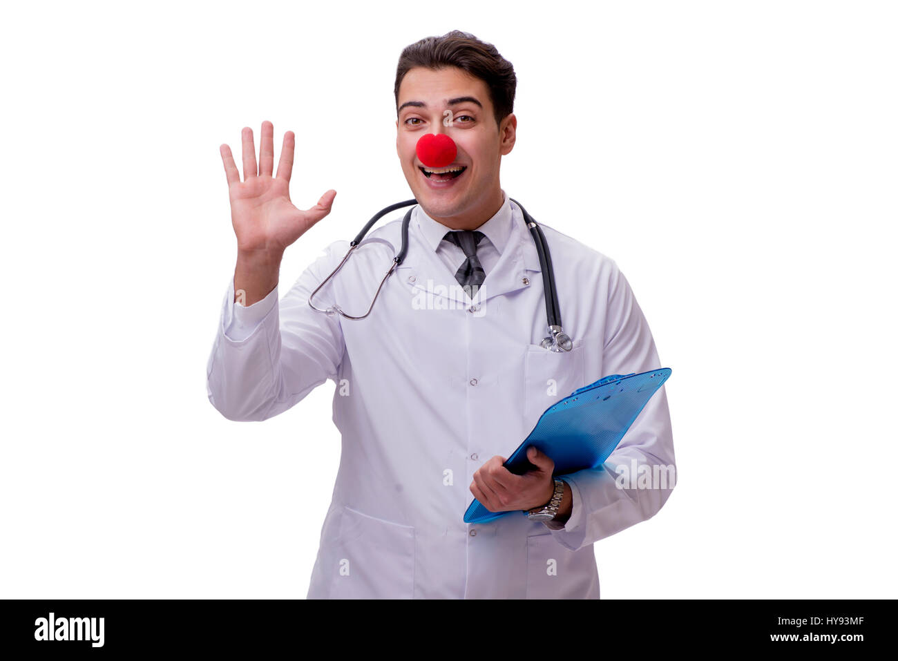 Funny clown doctor isolated on the white background Stock Photo - Alamy