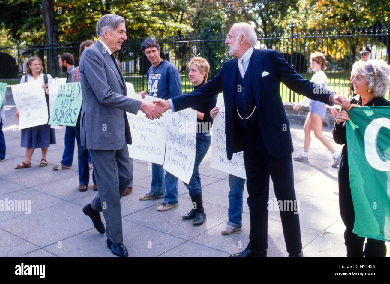 During a protest for homeless housng Doctor Benjamin Spock and his wife ...