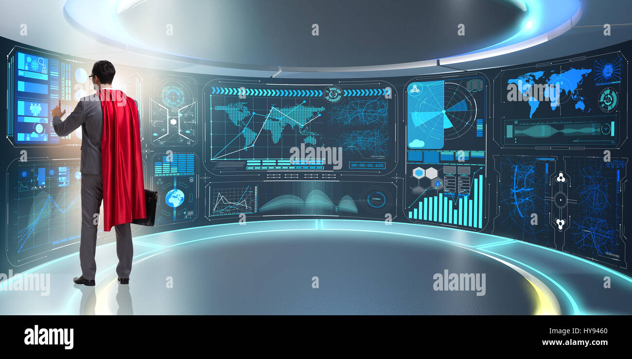 Superhero in data management concept Stock Photo - Alamy