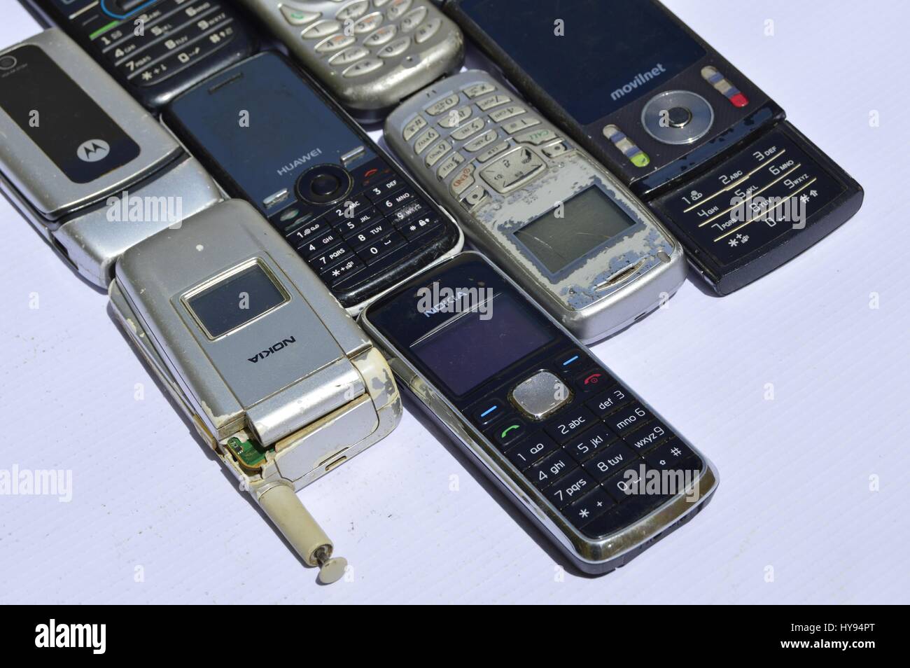 Group of old cell phones Stock Photo - Alamy