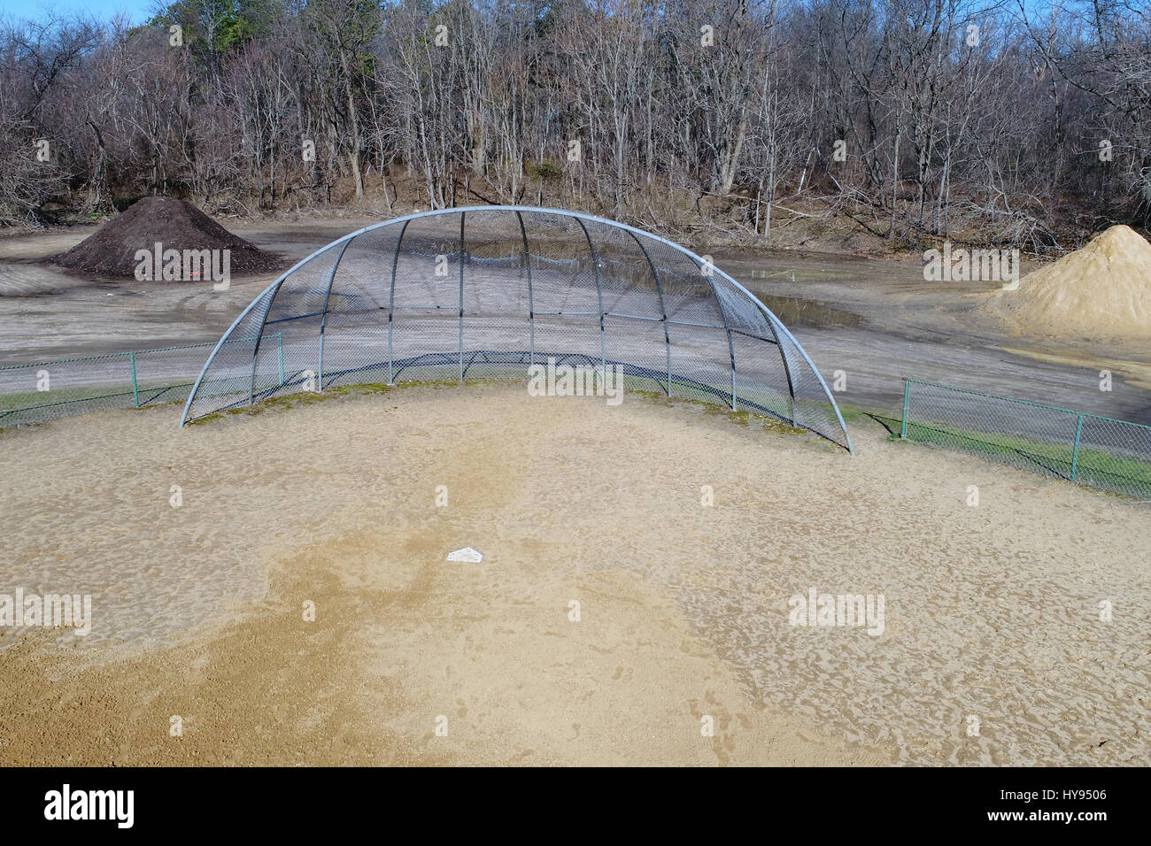 Backstop and home plate on an empty baseball field Stock Photo - Alamy
