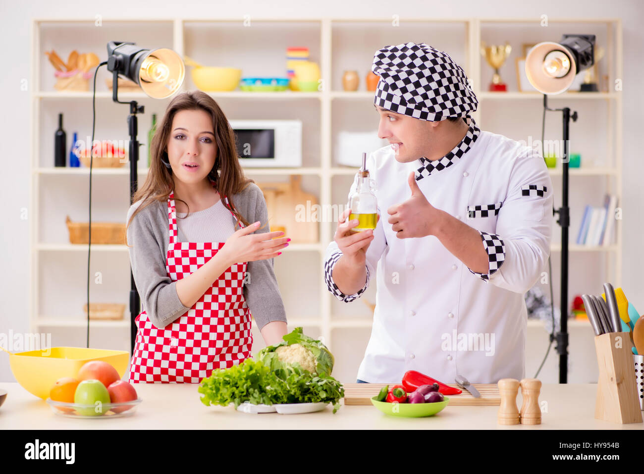 Food cooking tv show in the studio Stock Photo - Alamy