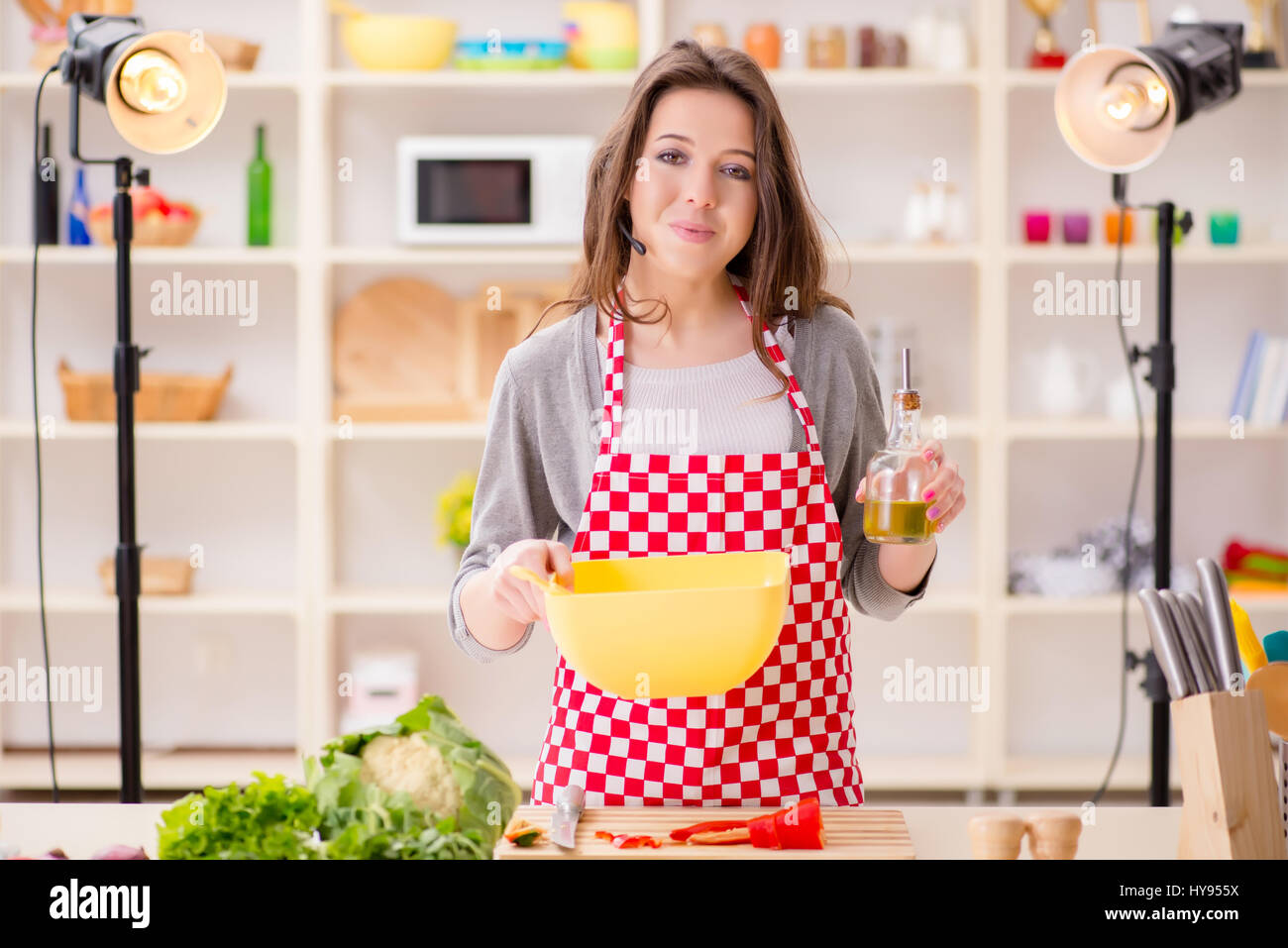 Food cooking tv show in the studio Stock Photo - Alamy