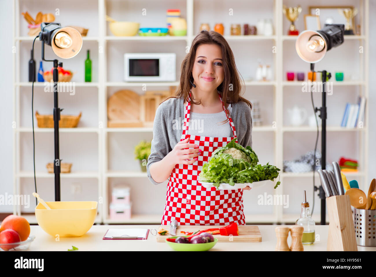 Food cooking tv show in the studio Stock Photo - Alamy
