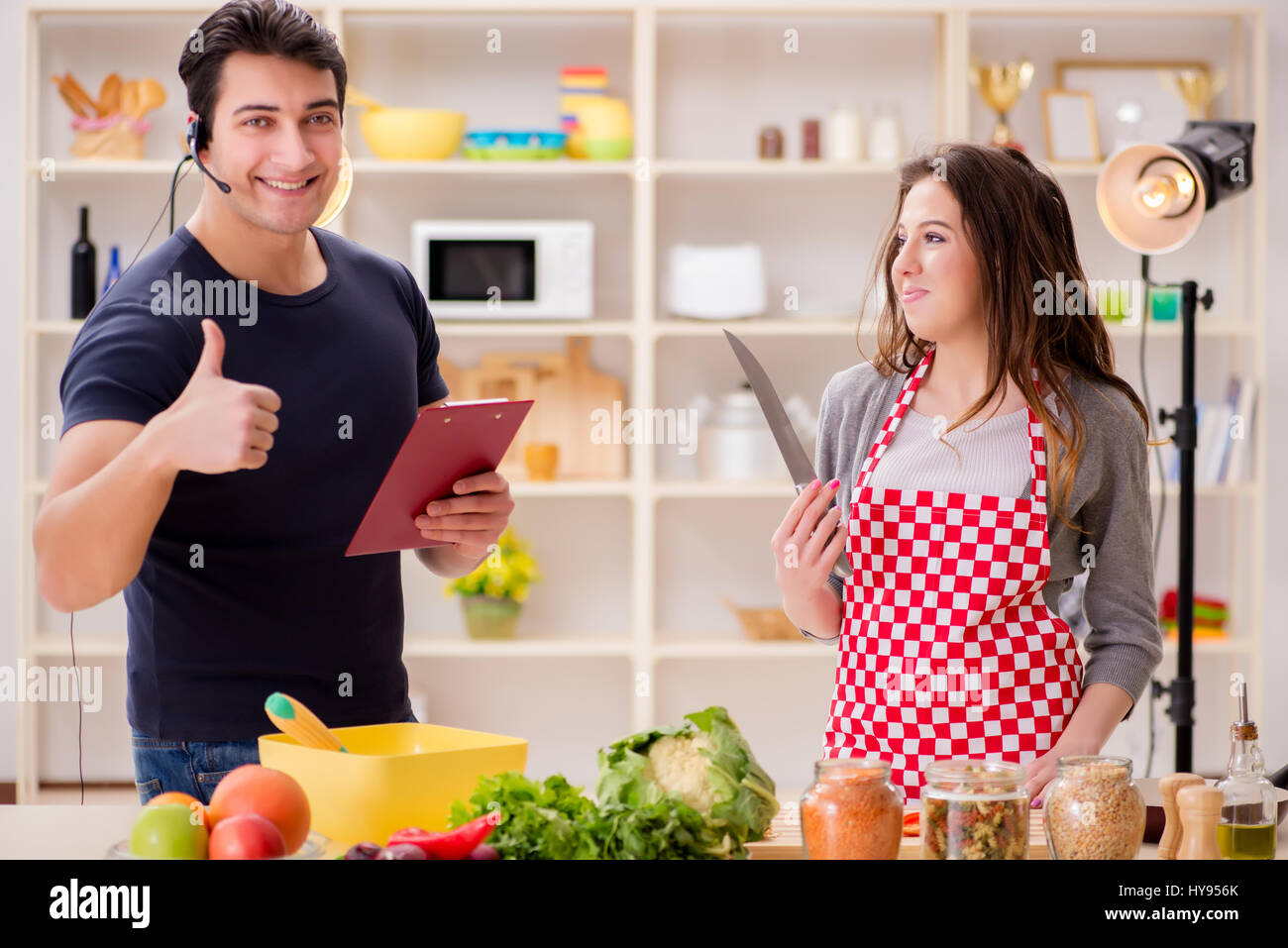 Food cooking tv show in the studio Stock Photo - Alamy