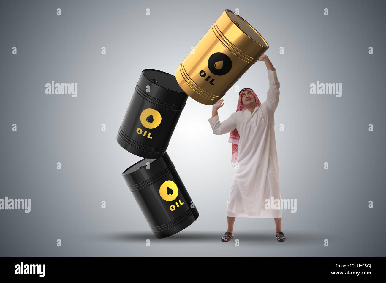 Arab businessman holding oil barrel Stock Photo - Alamy
