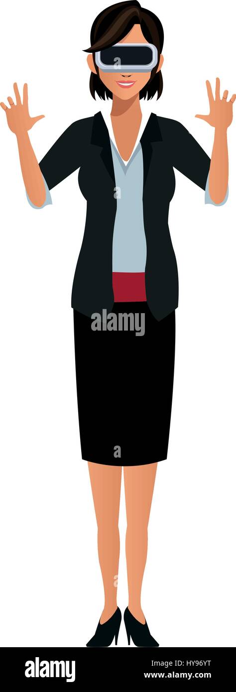 Woman virtual reality simulator Stock Vector Images - Alamy