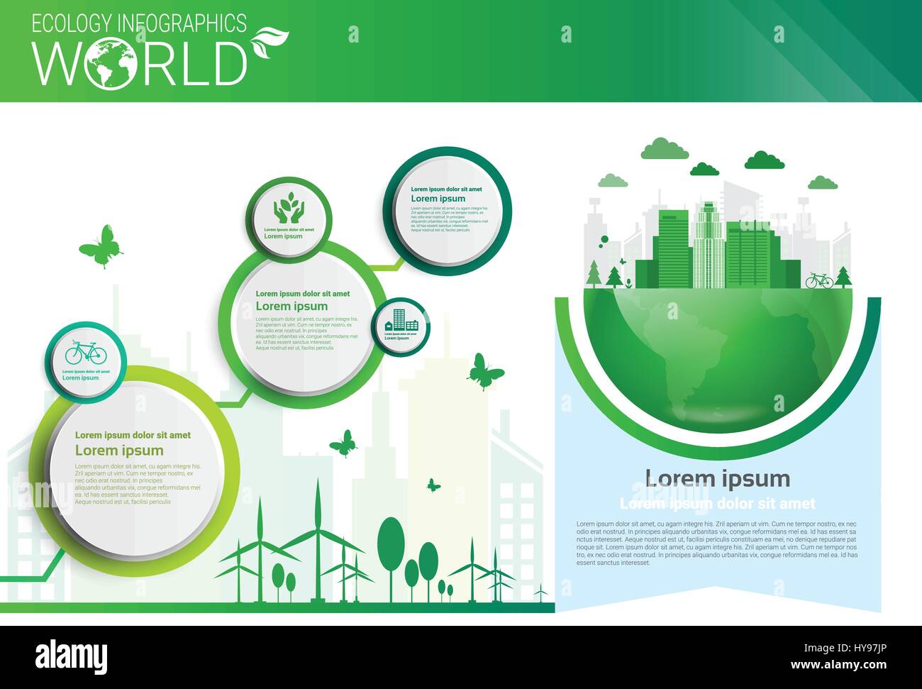World Environmental Protection Green Energy Ecology Infographics Banner ...