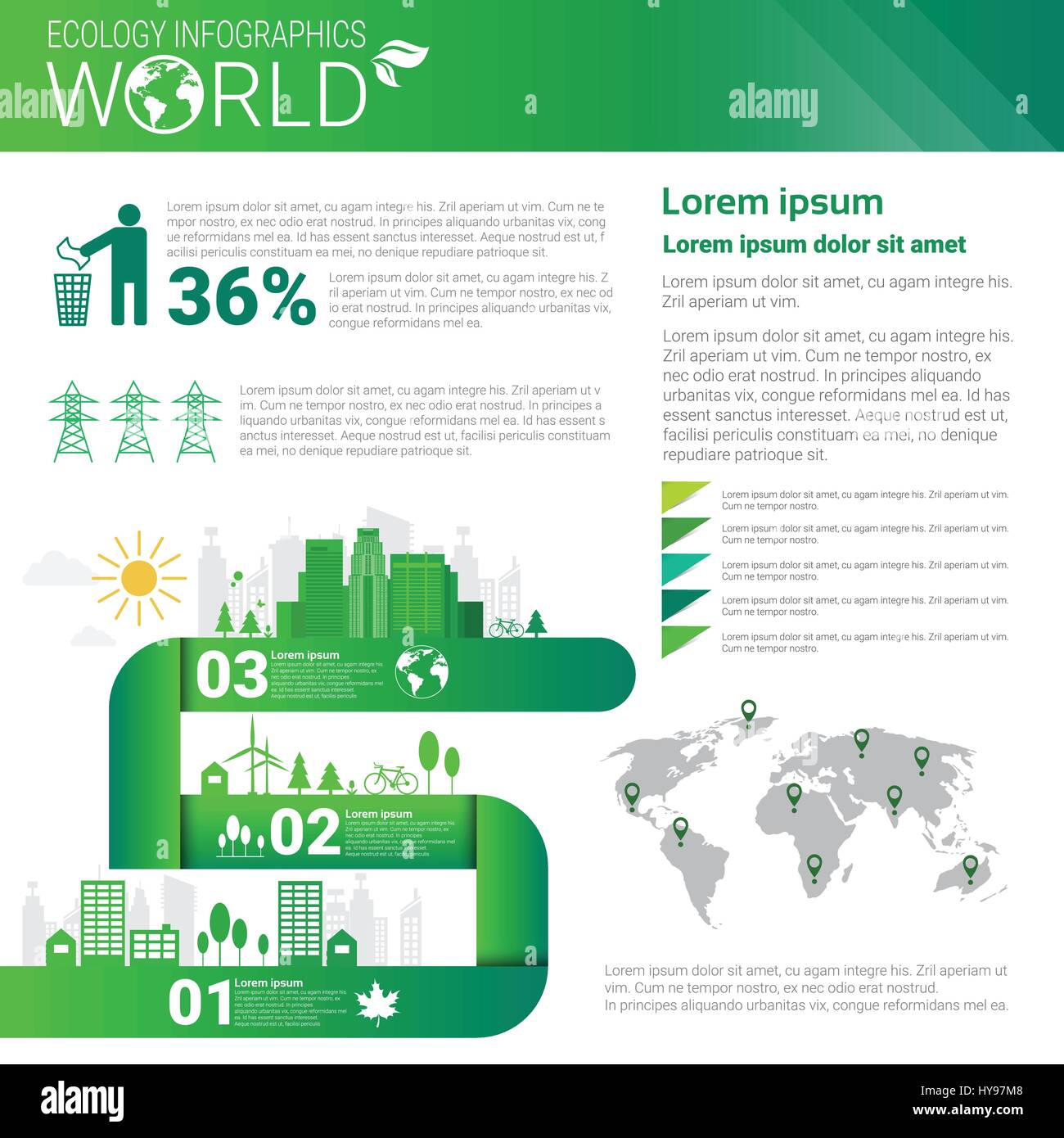 World Environmental Protection Green Energy Ecology Infographics Banner ...