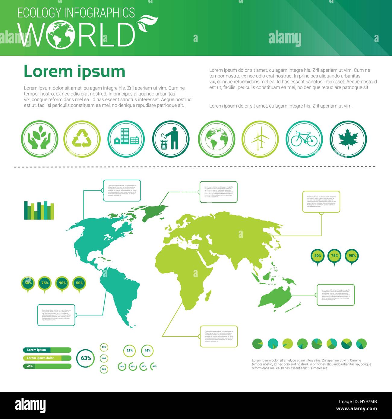 World Environmental Protection Green Energy Ecology Infographics Banner ...
