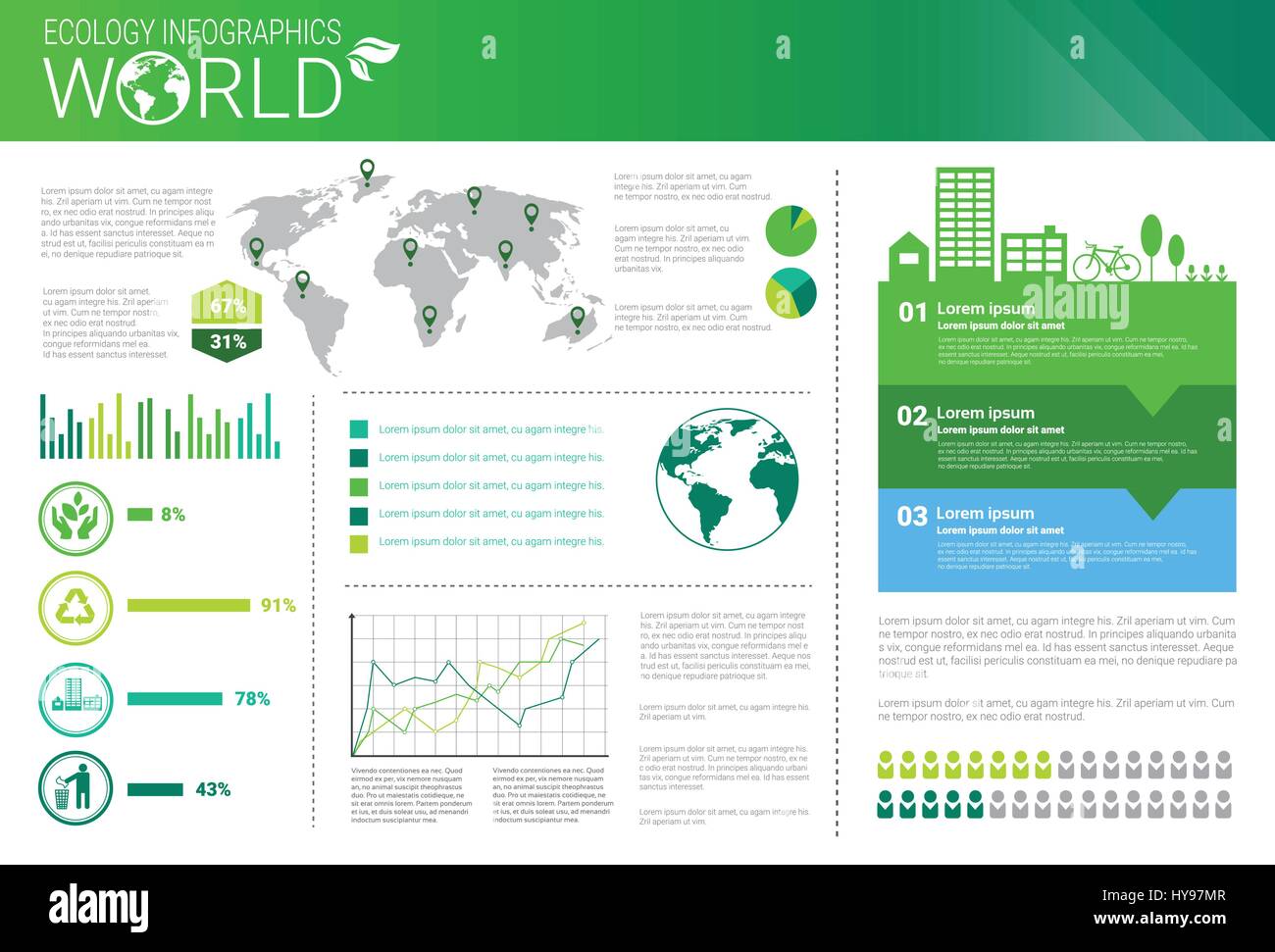 World Environmental Protection Green Energy Ecology Infographics Banner ...
