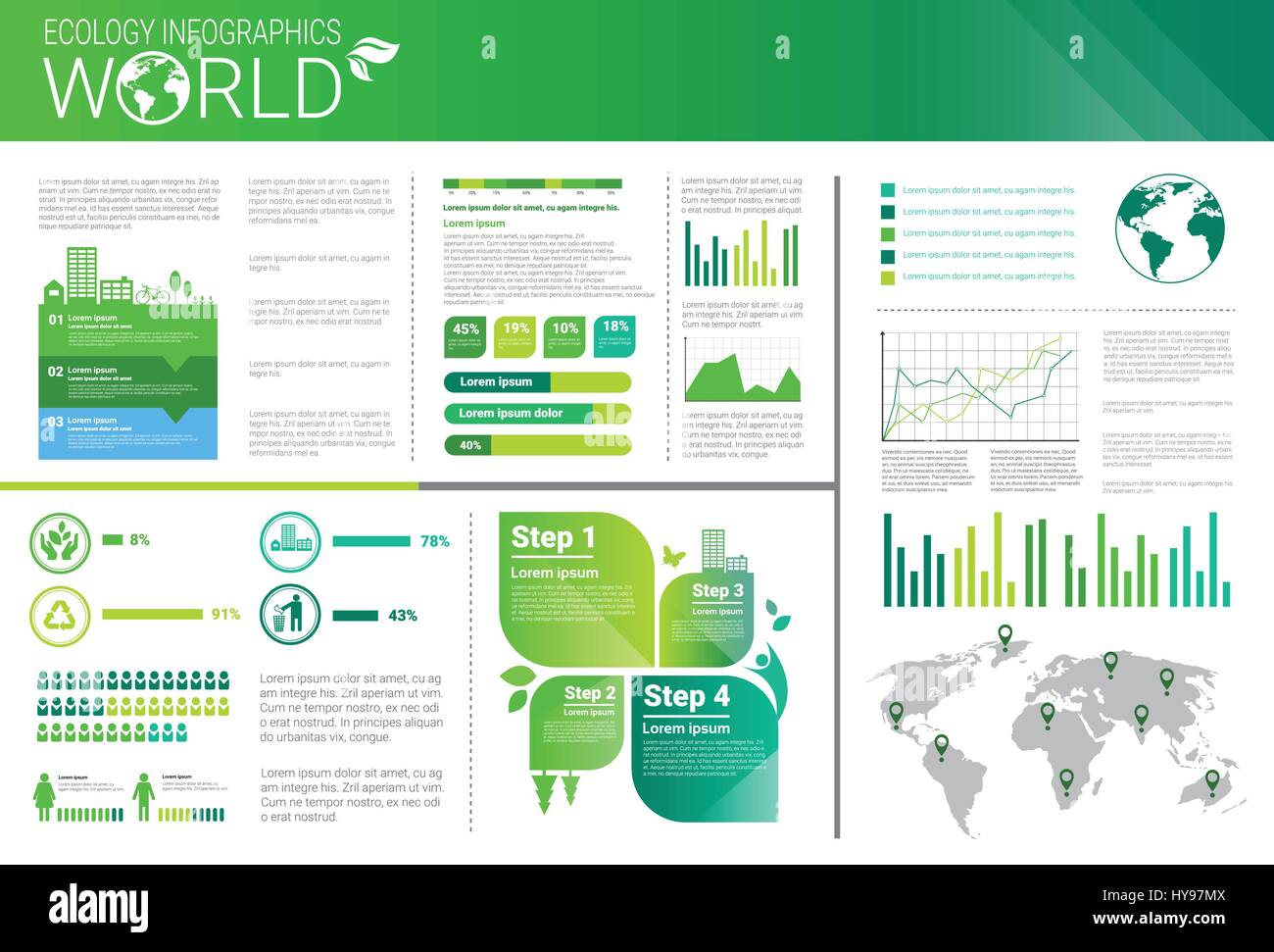 World Environmental Protection Green Energy Ecology Infographics Banner ...