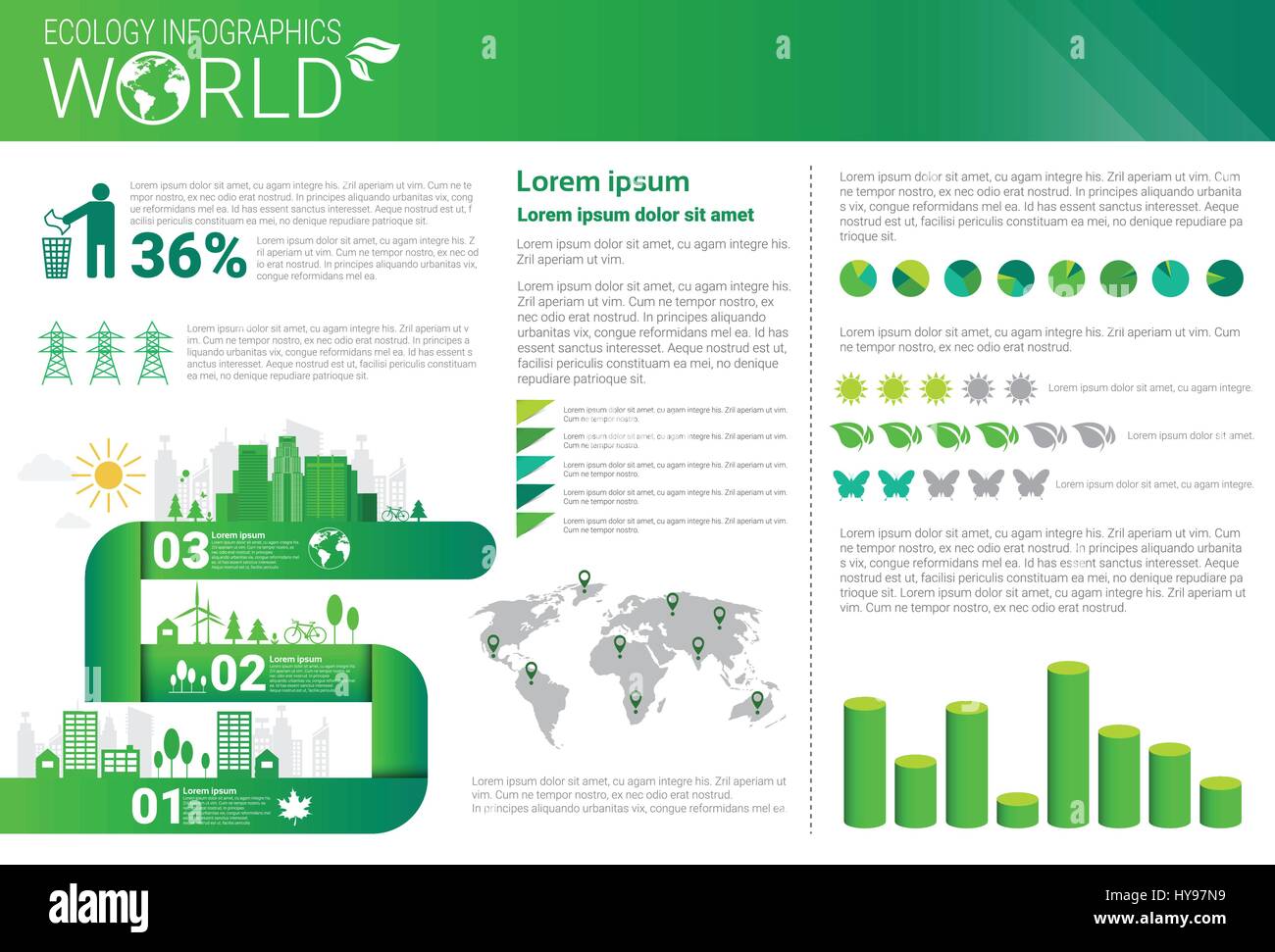 World Environmental Protection Green Energy Ecology Infographics Banner ...