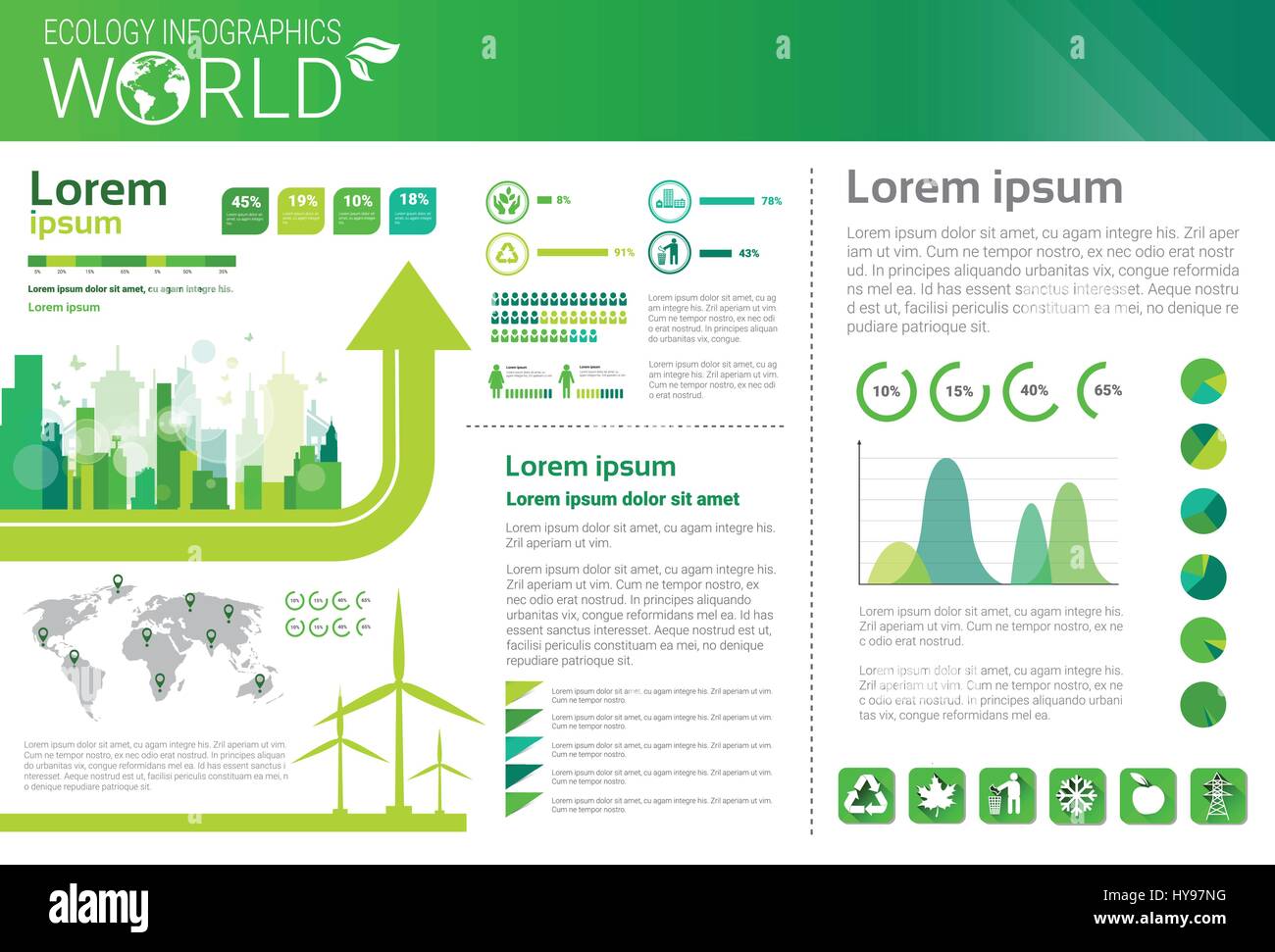 World Environmental Protection Green Energy Ecology Infographics Banner ...