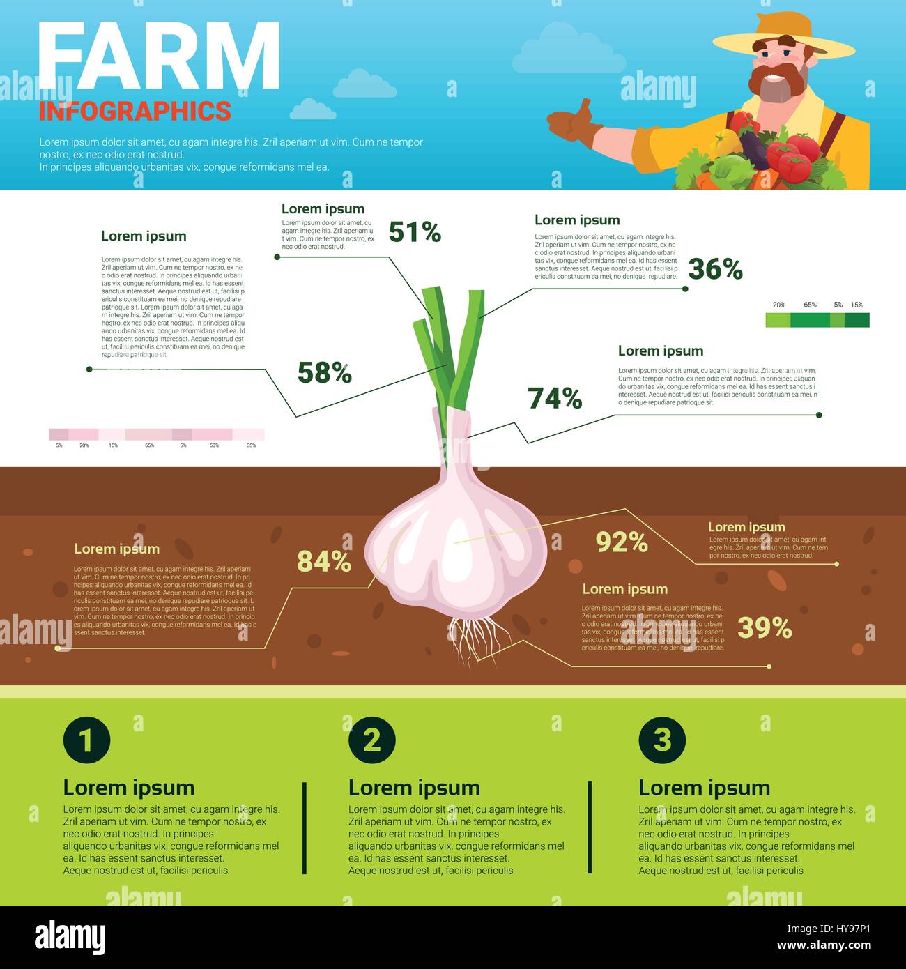 Farming Infographics Eco Friendly Organic Natural vegetable Growth Farm ...