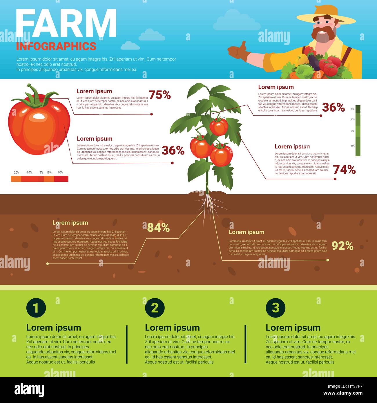 Farming Infographics Eco Friendly Organic Natural vegetable Growth Farm ...