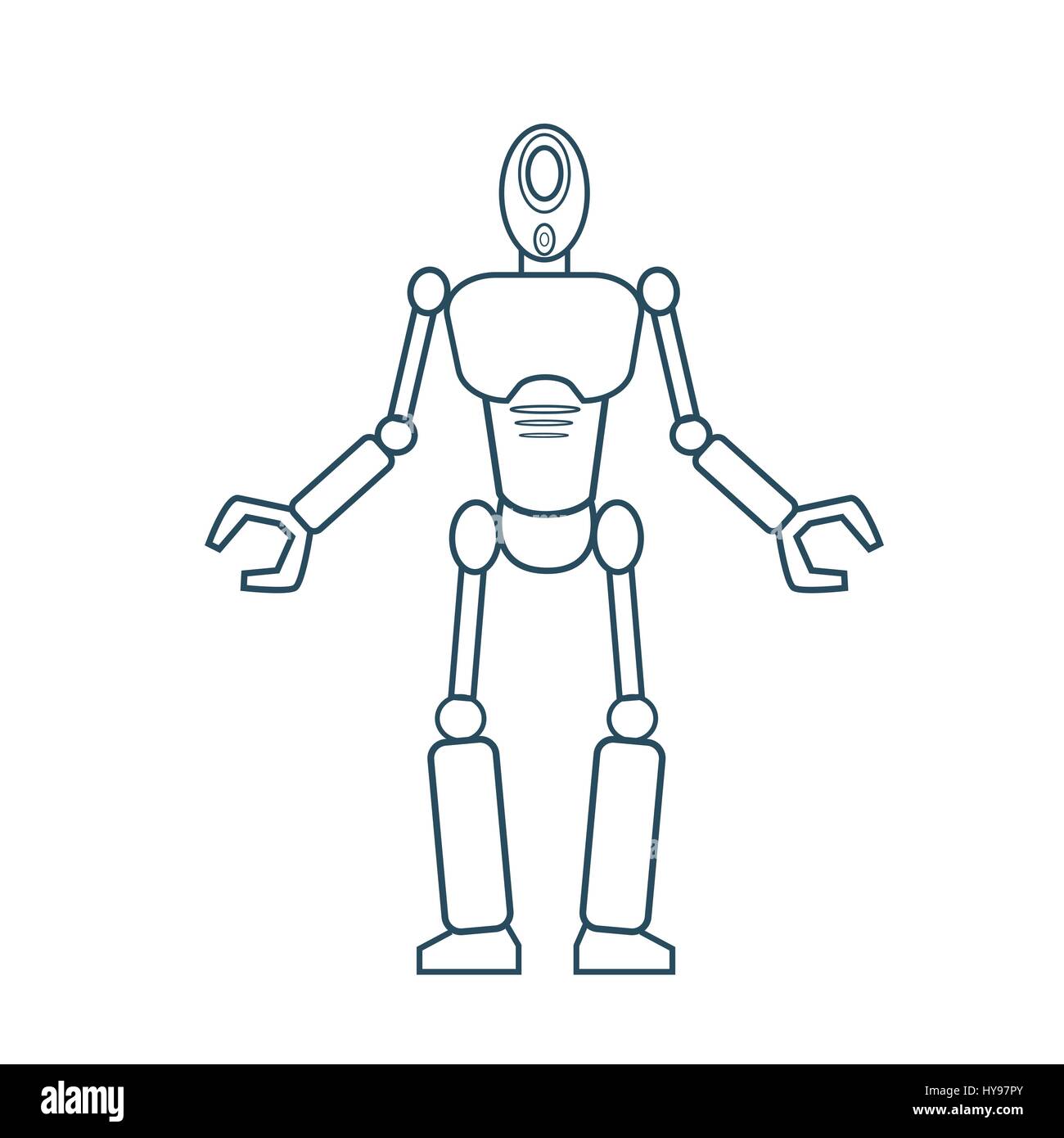 Modern Robot Futuristic Mechanism Thin Line Stock Vector Image & Art ...