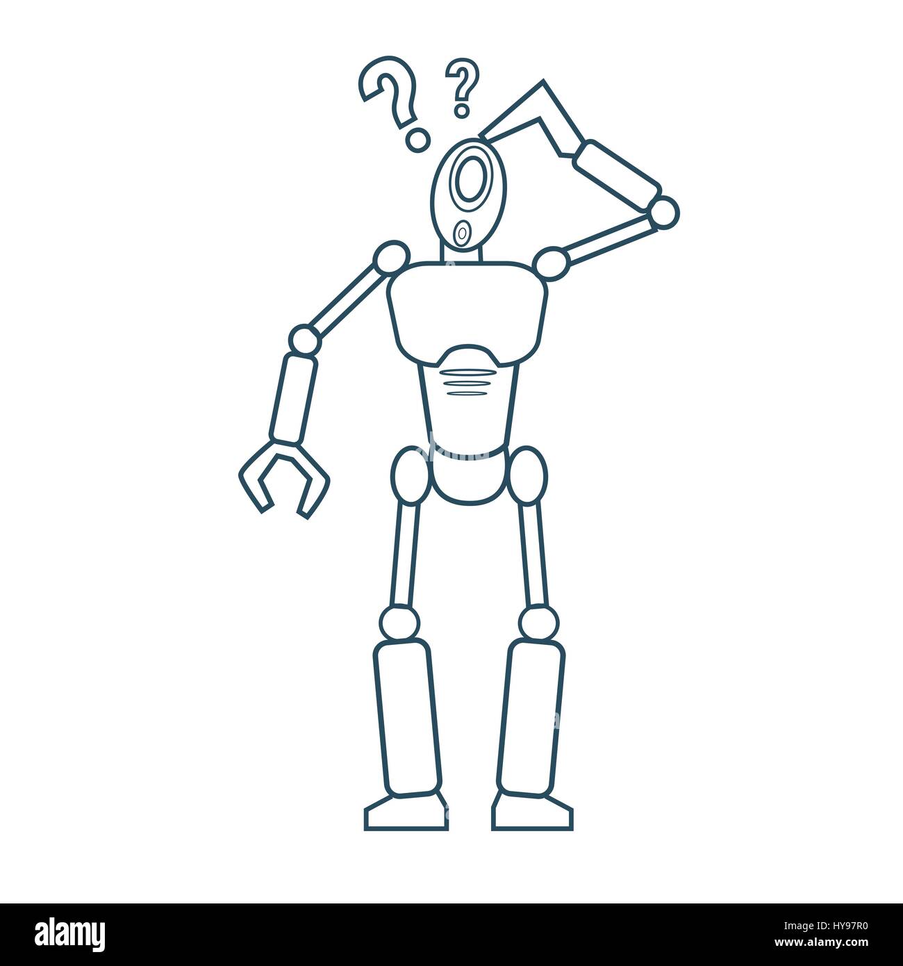 Machine thinking line icon Cut Out Stock Images & Pictures - Alamy