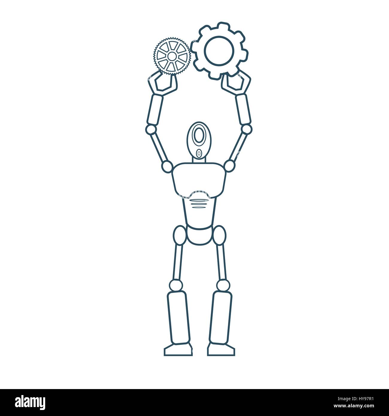 Machine thinking line icon Stock Vector Images - Alamy