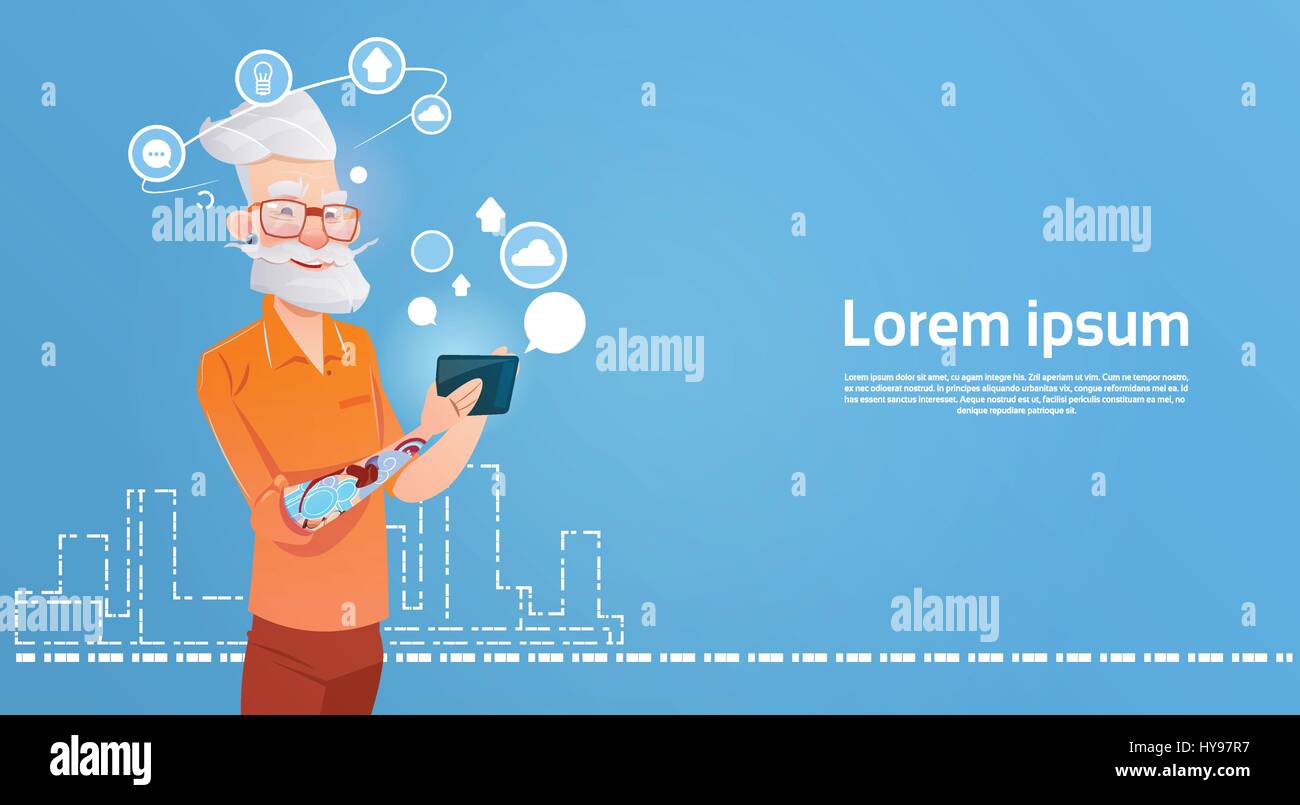 Senior smart phone cartoon hi-res stock photography and images - Alamy