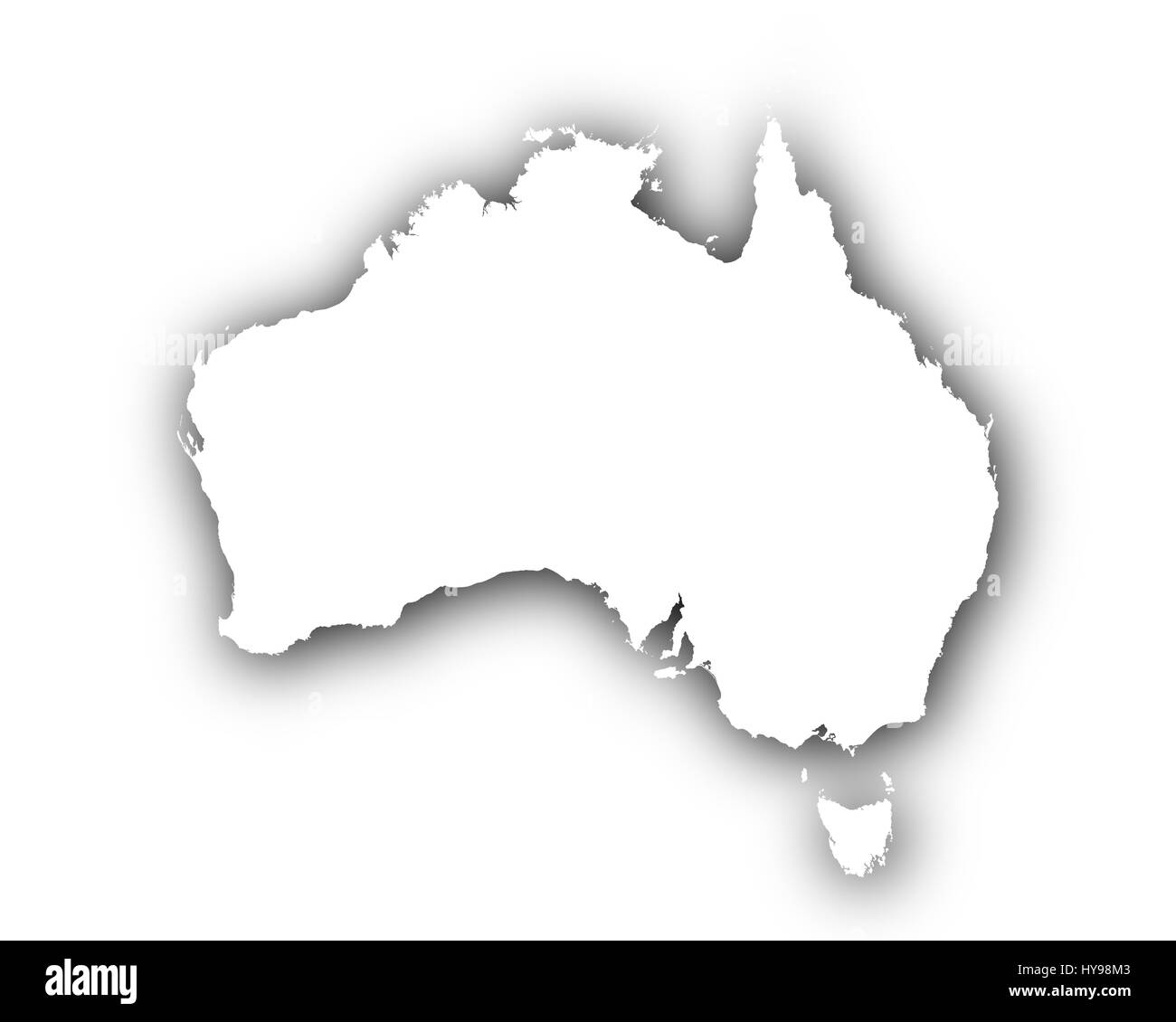 Map of Australia with shadow Stock Photo - Alamy