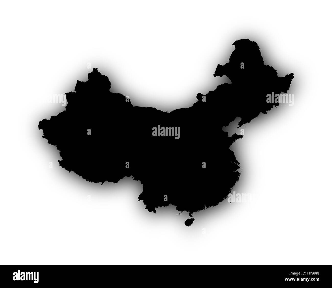 Map of China with shadow Stock Photo - Alamy