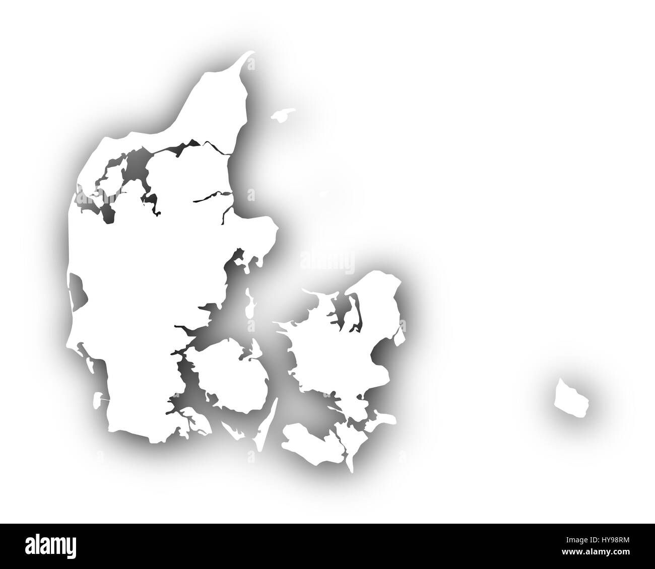 Map of Denmark with shadow Stock Photo - Alamy