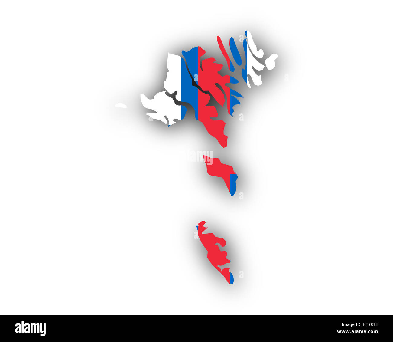 Map of the faroe islands with shadow hi-res stock photography and ...