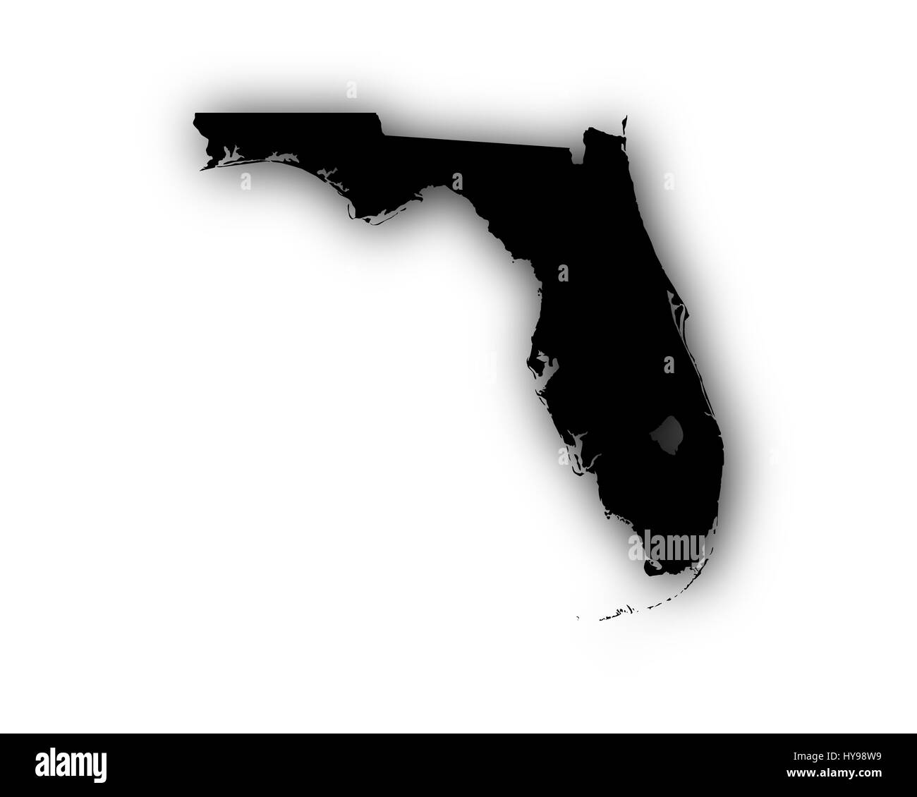 Map of Florida with shadow Stock Photo - Alamy