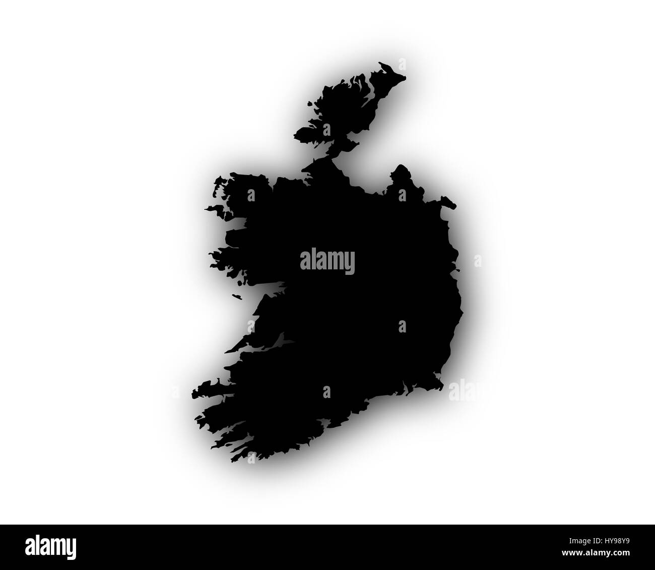 Map of Ireland with shadow Stock Photo - Alamy