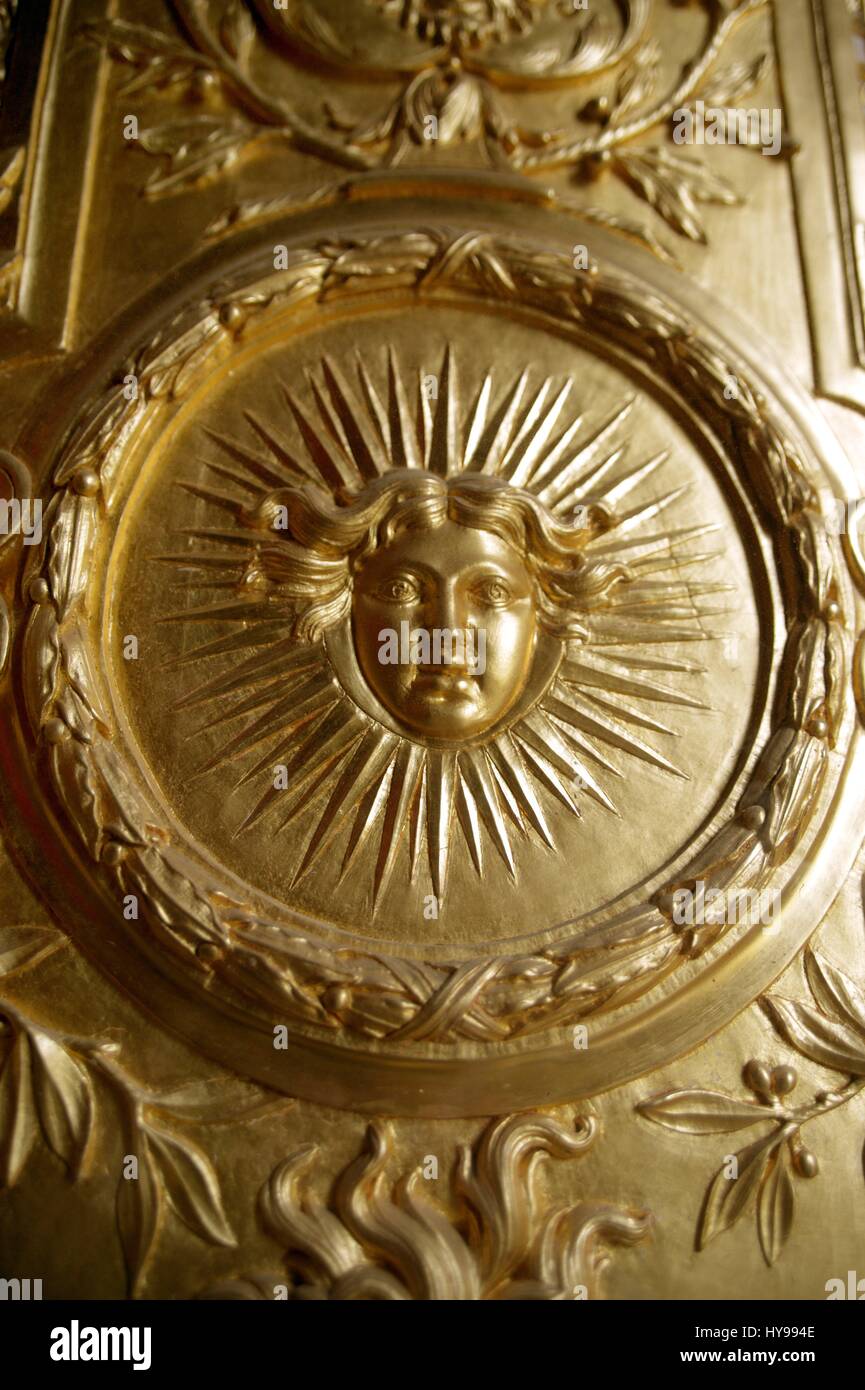 Symbol of the Sun King in the palace of Versailles on June twentyfirst ...
