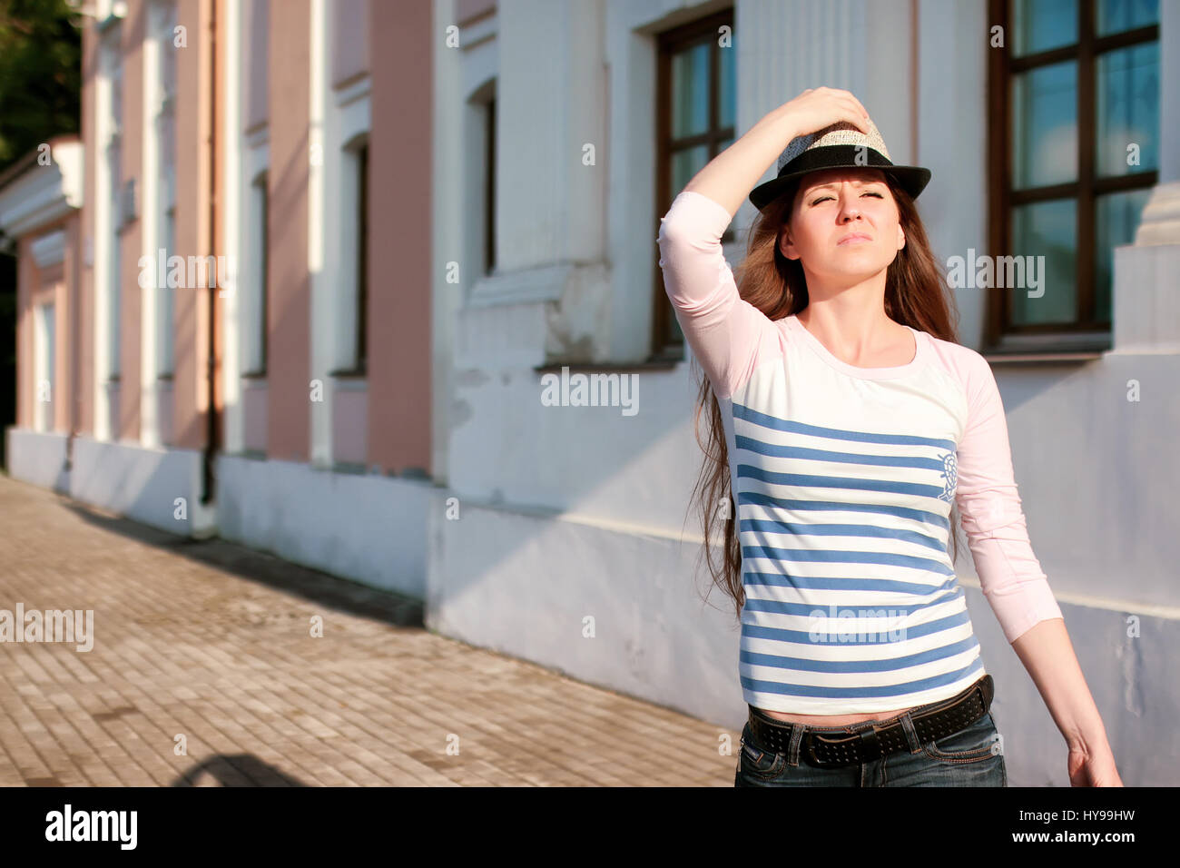 girl outdoor road sad alone Stock Photo - Alamy
