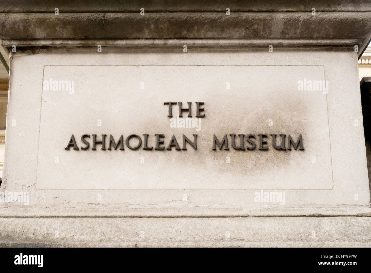 Sign at the entrance for the Ashmolean Museum in Oxford. England ...