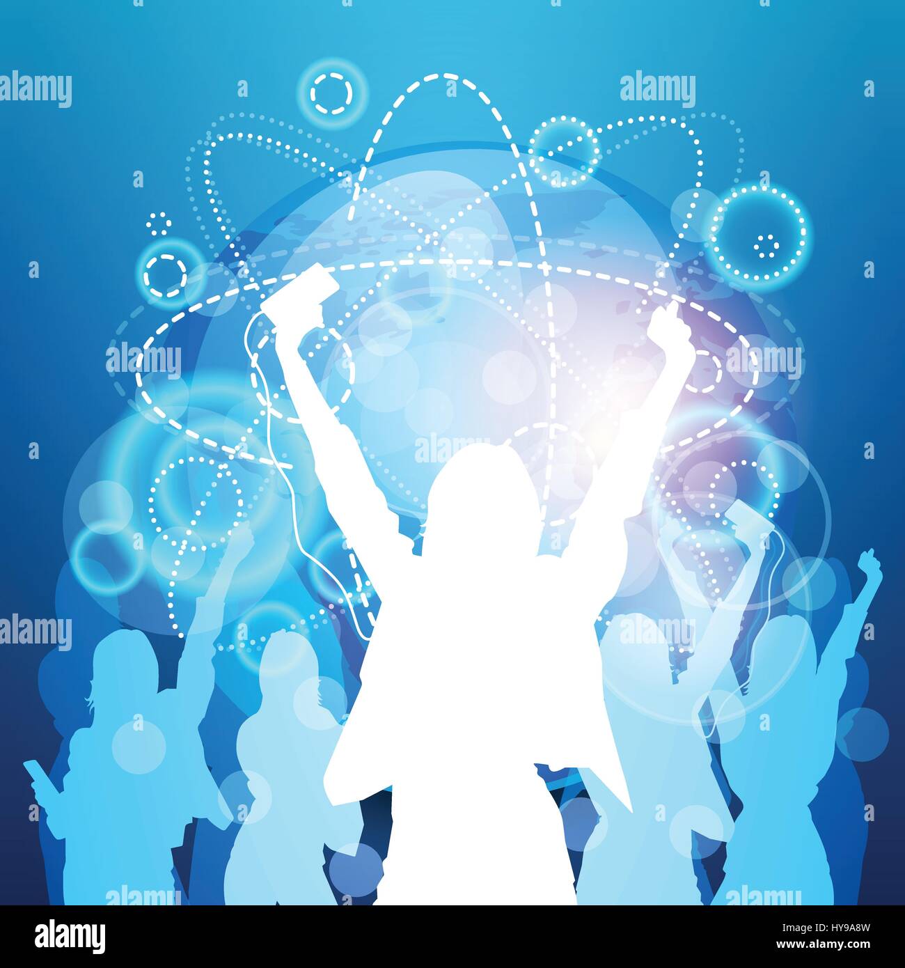 Silhouette Woman Group Dancing Night Club Light Stock Vector Image ...