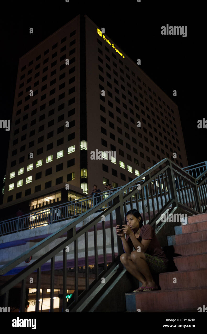 27.01.2017, Yangon, Republic of the Union of Myanmar, Asia - A woman ...