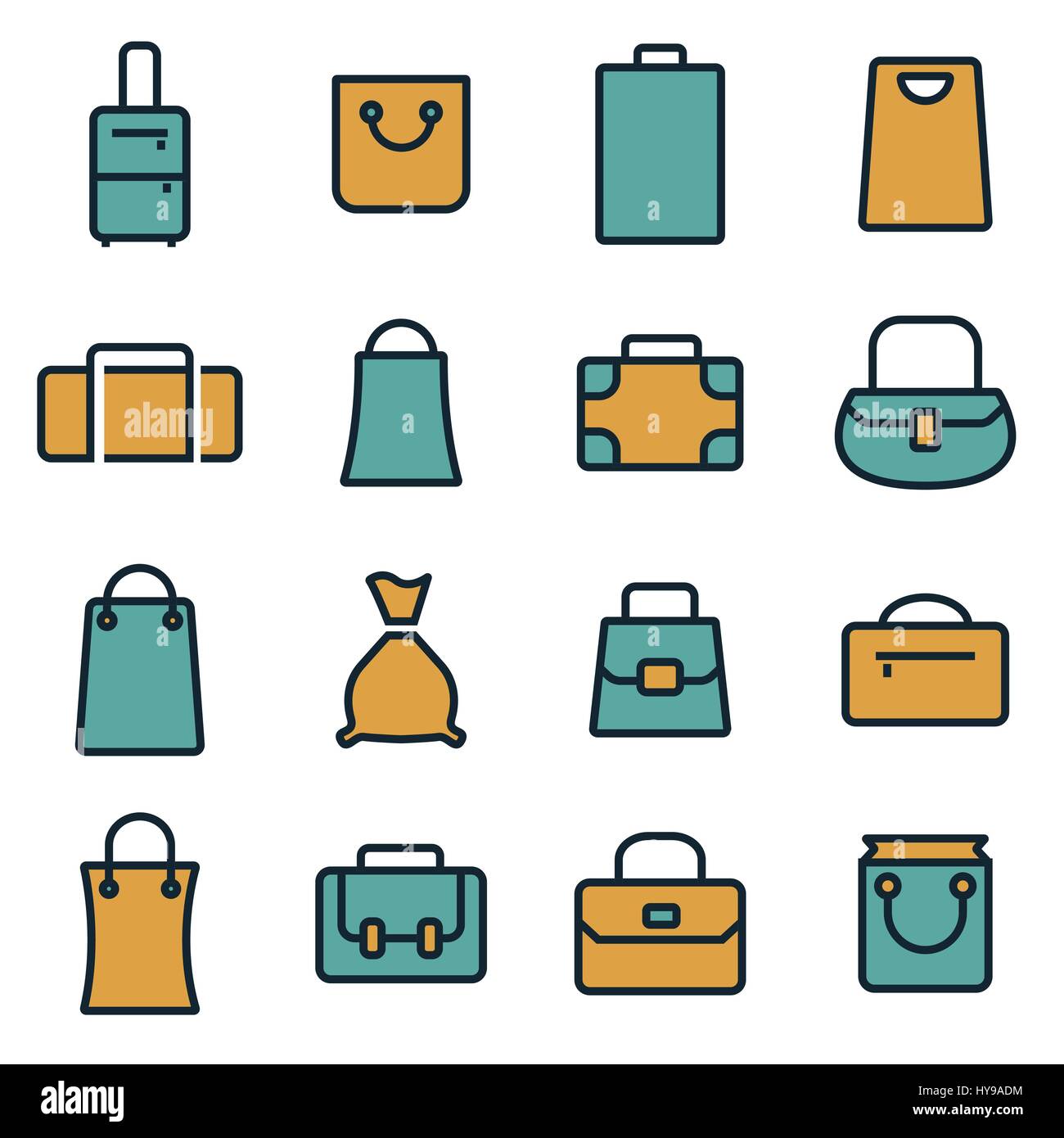 Vector flat bag icons set on white background Stock Vector Image & Art ...