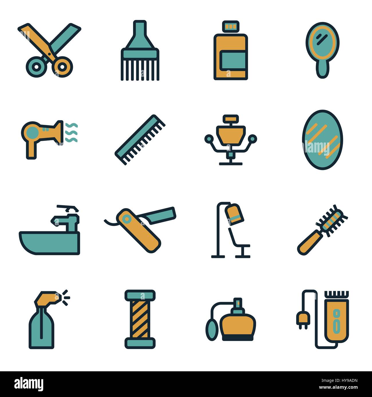 Vector flat barber icons set on white background Stock Vector Image ...