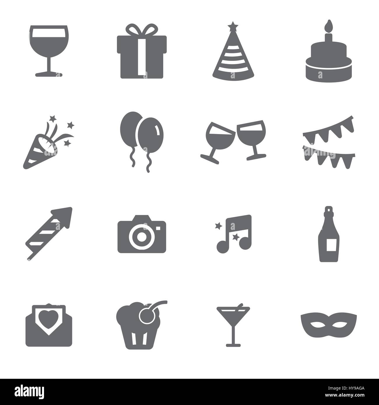 Vector black party icons set on white background Stock Vector Image ...