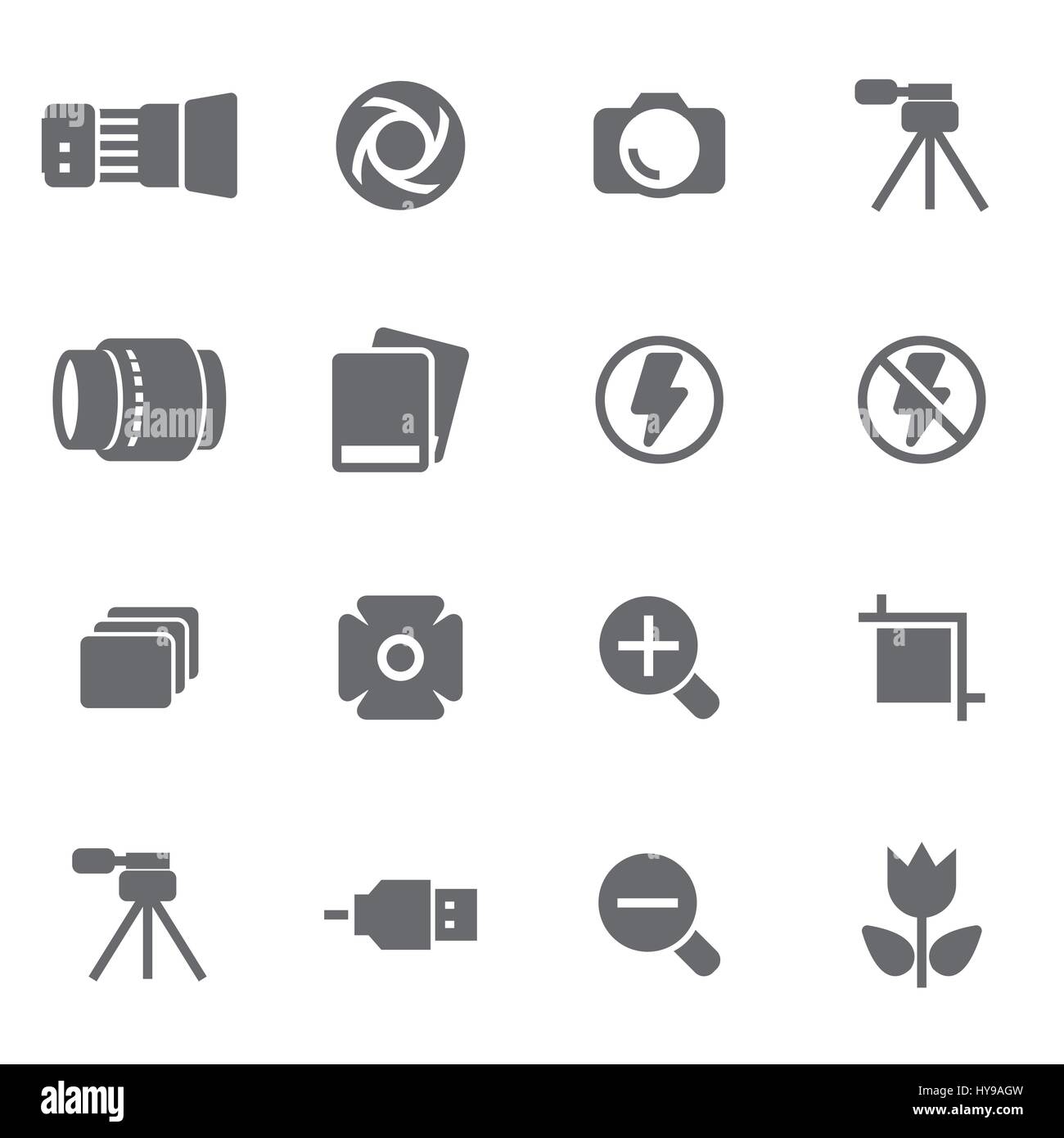 Vector black photo icons set on white background Stock Vector Image ...