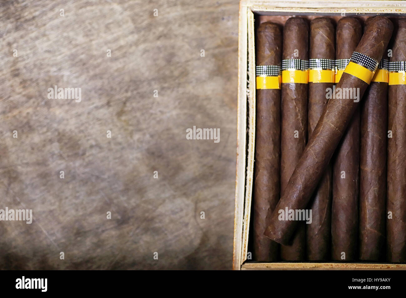 large wooden box of cigars handmade Cuban Stock Photo - Alamy