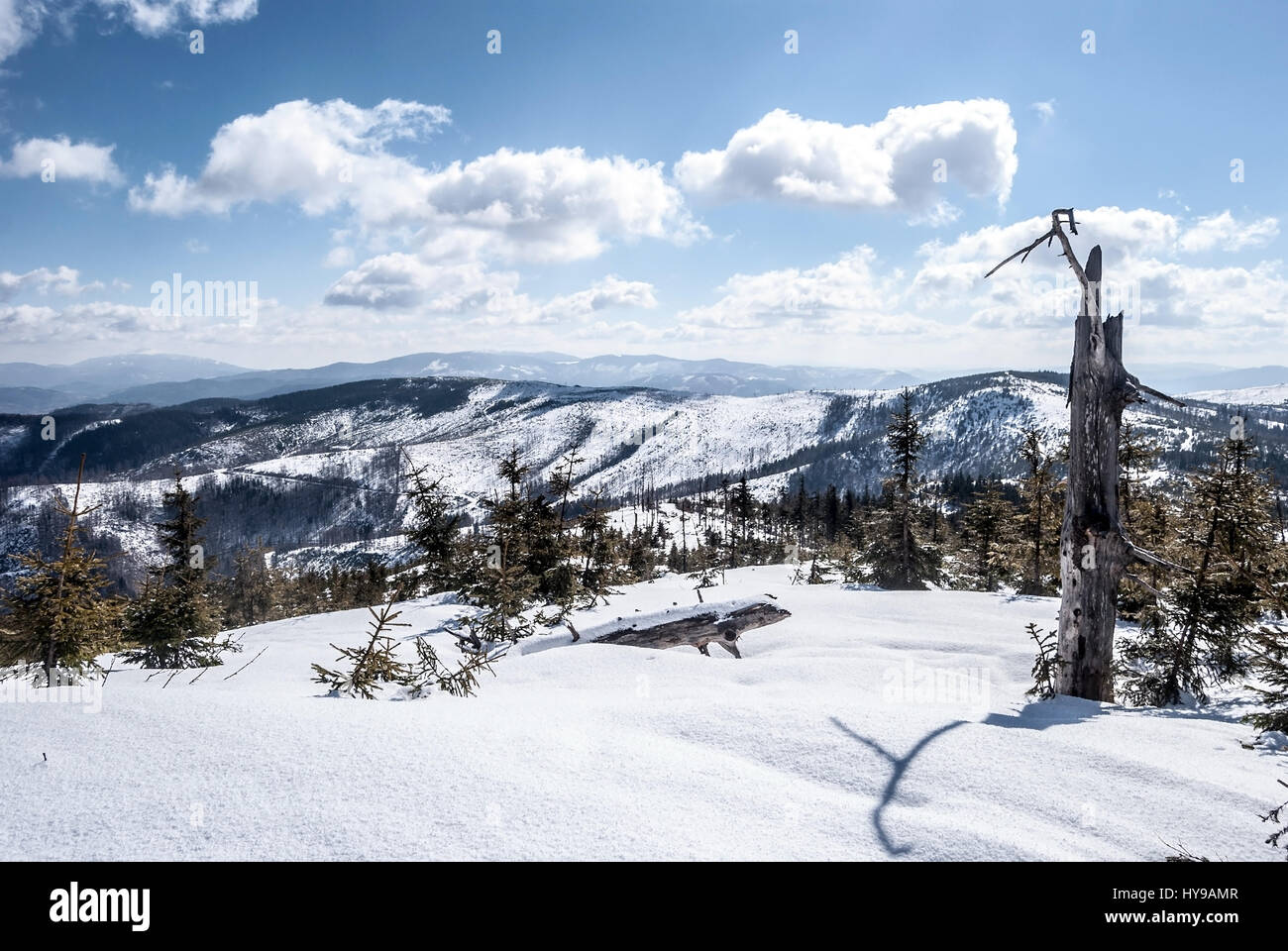 Magurka Radziechowska mountain ridge in Beskid Slaski mountains and ...