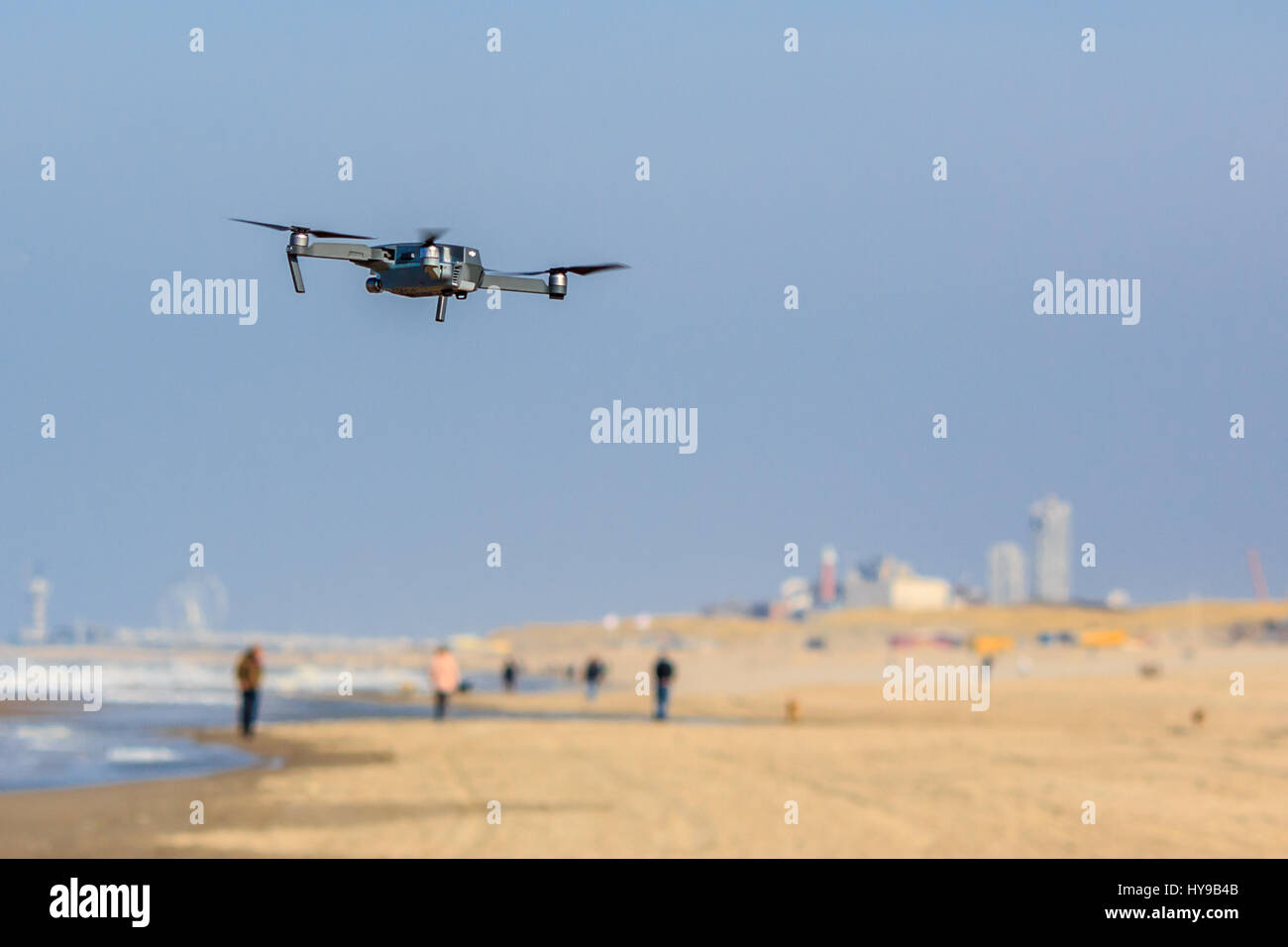 Kijkduin, the Netherlands - March 24, 2017: low flying drone UAV Stock ...
