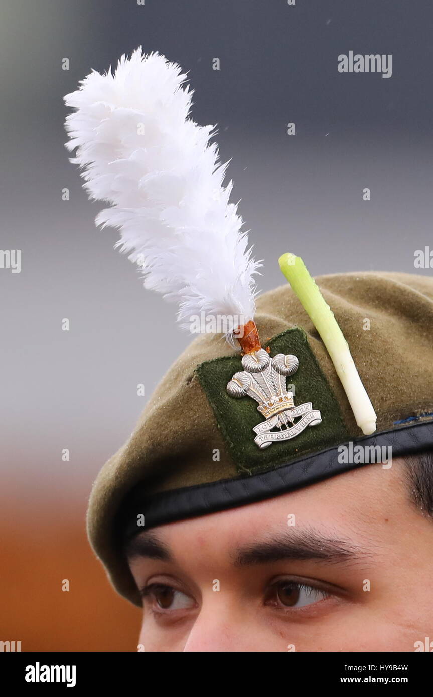 Her Majesty Queen Elizabeth presents leeks to the 1st Battalion Royal ...
