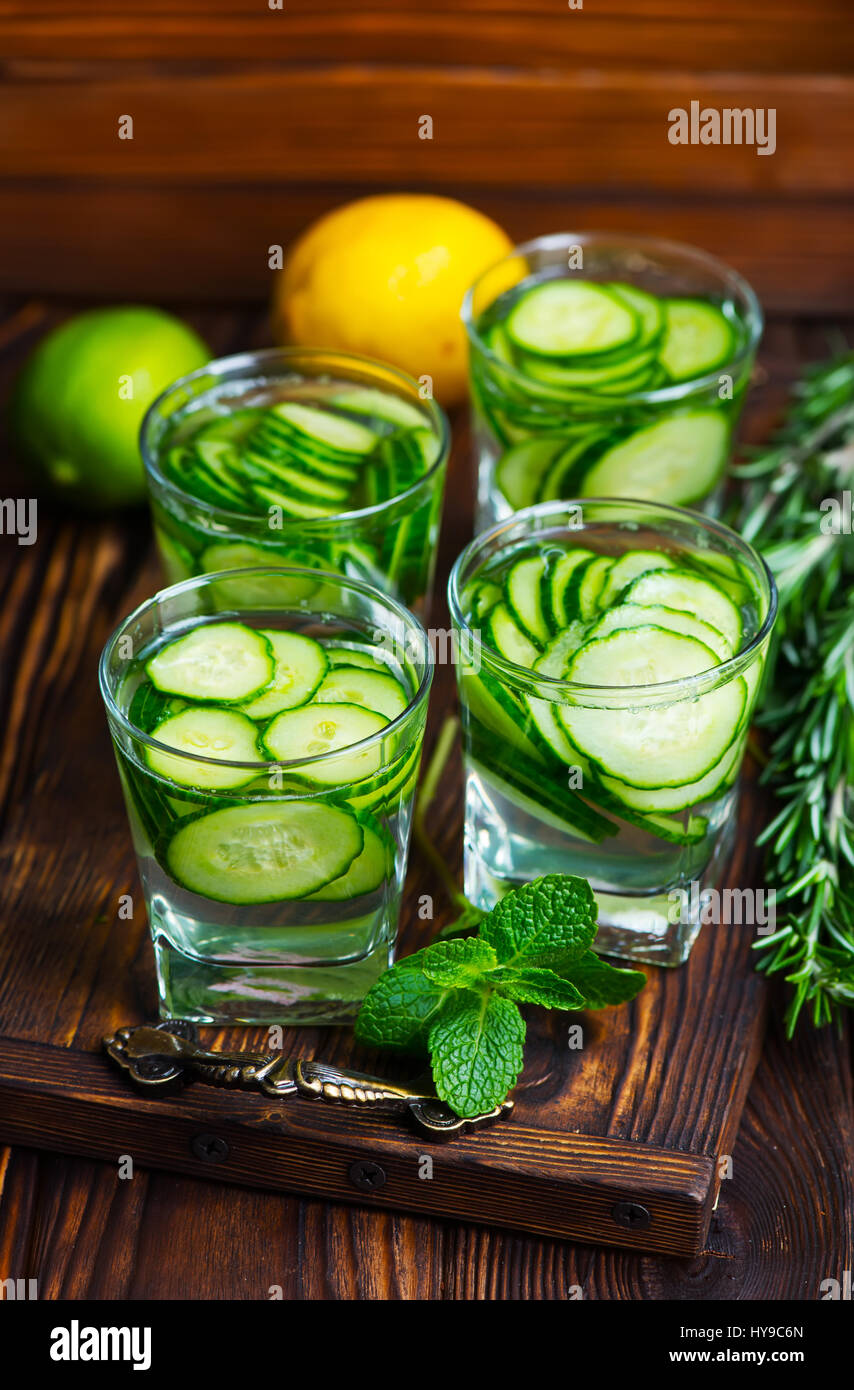 cucumber drink in glass and on a table Stock Photo - Alamy