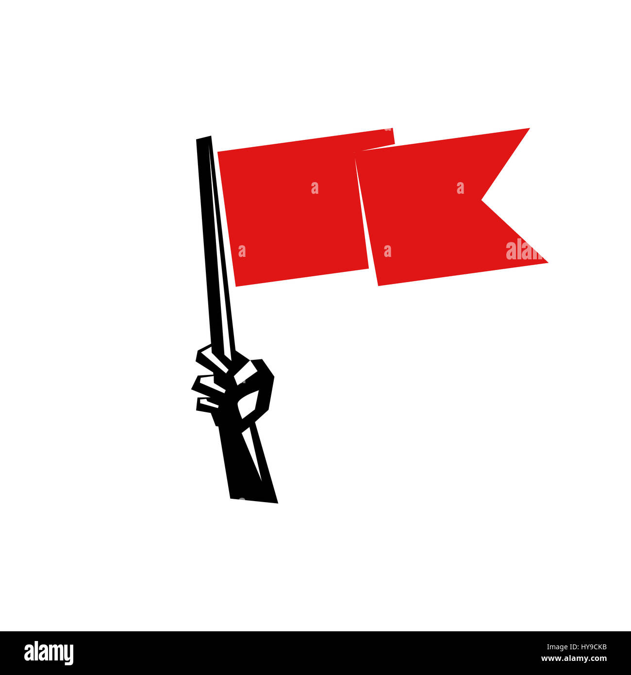 Hand holding a red flag Stock Photo - Alamy