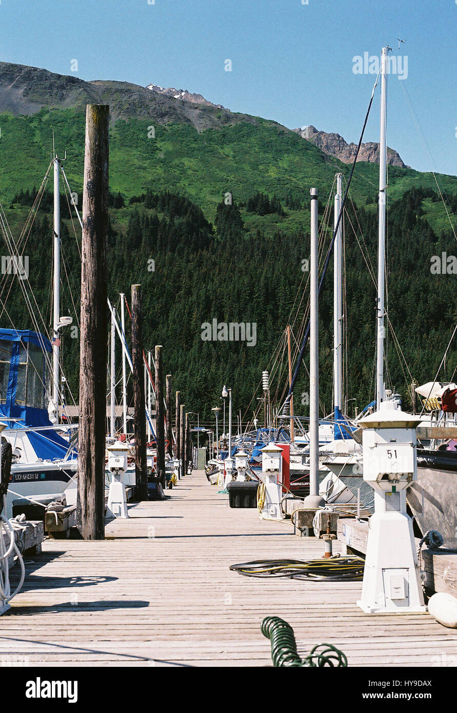 A wooden plank dock in the harbor of Seward, Alaska Stock Photo - Alamy